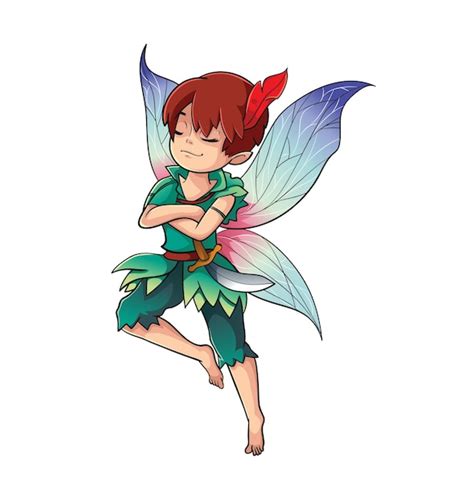 요정 남자 만화 캐릭터 벡터 일러스트 레이 션 프리미엄 벡터