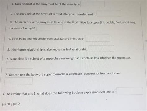 Solved 1 Each Element In The Array Must Be Of The Same Type