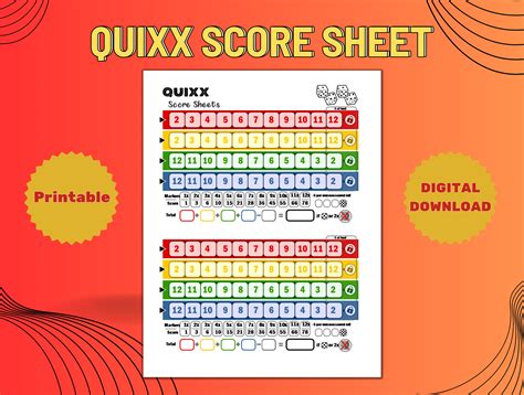 Quixx Score Sheets Quixx Score Card Download Printable Quixx Score