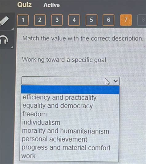 Solved Quiz Active 1 2 3 4 5 6 7 8 Match The Value With The Correct