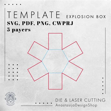 Explosion Picture Box Svg Exploding Box Template Hexagon Etsy
