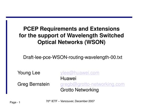 Ppt Pcep Requirements And Extensions For The Support Of Wavelength Switched Optical Networks