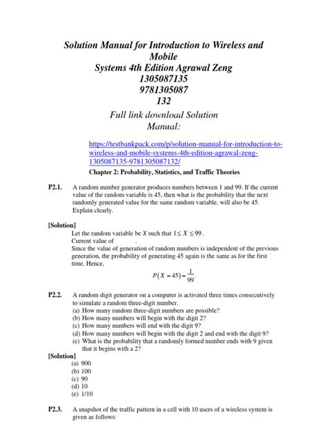 solution manual for introduction to wireless and mobile systems 4th edition agrawal zeng