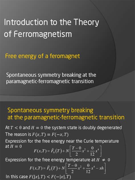5 3 Spontaneous Symmetry Breaking At The Paramagnetic Ferromagnetic Transition Pdf Force