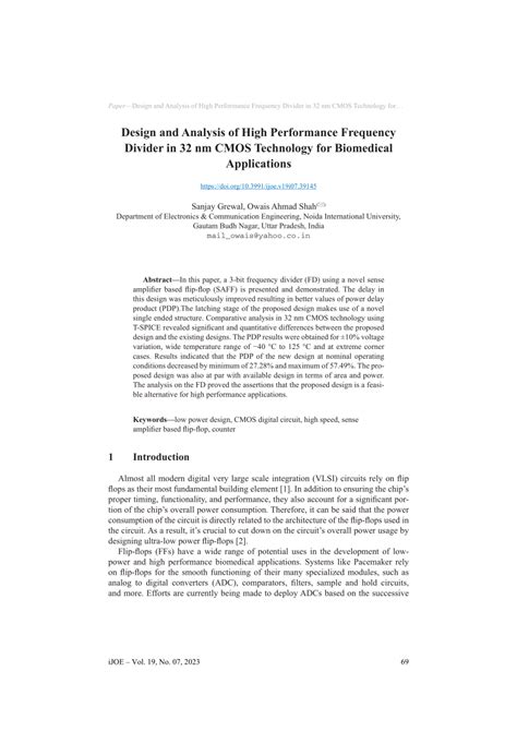 Pdf Design And Analysis Of High Performance Frequency Divider In 32 Nm Cmos Technology For