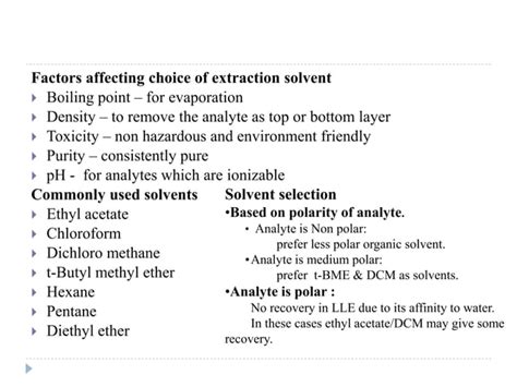 Bioanalytical Extraction Methods And Validation Parameters Pptx Chemistry Science