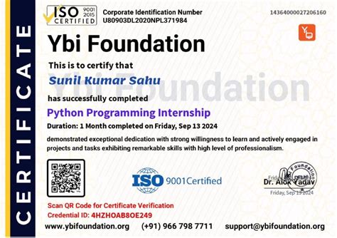 Sunil Kumar Sahu On Linkedin Ybifoundation Internship