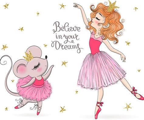 موش کوچولو و دختر بالرین زیبا دوست داشتنی با تاج روی سرش 1574267