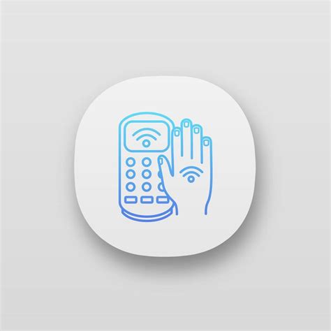 Nfc Payment Terminal App Icon Payment With Nfc Sticker Pos Terminal And Hand With Rfid Tag