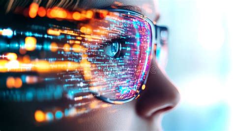 Visualizing Data Through Smart Glasses Technology In A Futuristic Setting Stock Image Image Of