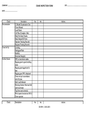 Fillable Online Free Crane Inspection Form Fax Email Print PdfFiller