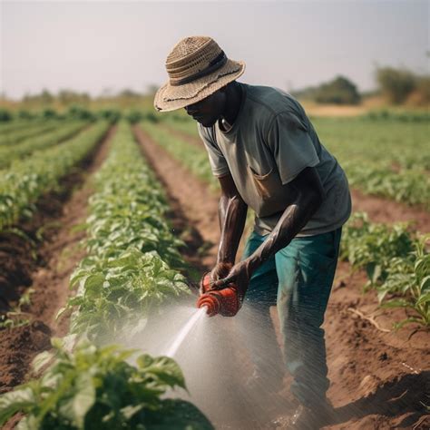 Premium Ai Image Water Efficiency In Agriculture Image Of A Farmer