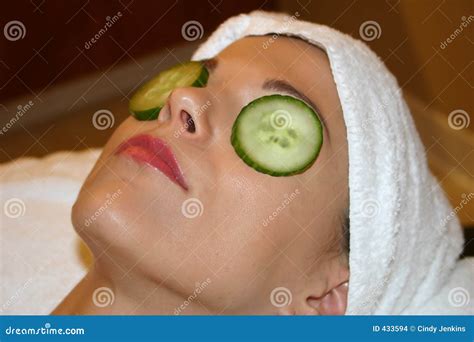 Woman Gets Facial Stock Photo Image Of Cosmetics Happy