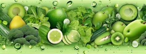 Premium Ai Image Banner Layout Of Green Fruits And Vegetables Generative Ai