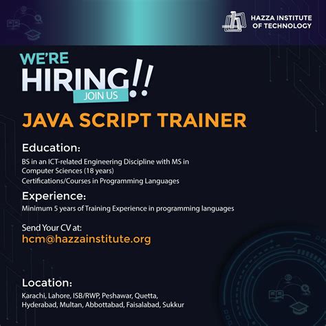 Hazza Institute Of Technology On Linkedin 🚀 Hiring Now Java Script