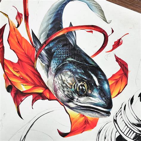 용인 수지 바우하우스 개니t👀 개니t반👀 고등어 분무기 단풍 그리기 🏻 🐟🍁💦 쓱싹쓱싹 🏻👀 옙반 학생작🙏🏻👍🏻 기초디자인 기디 기초