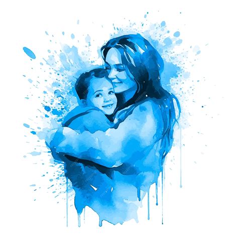 Una Pintura De Acuarela De Una Madre Y Su Hijo Abrazándose El Día De La