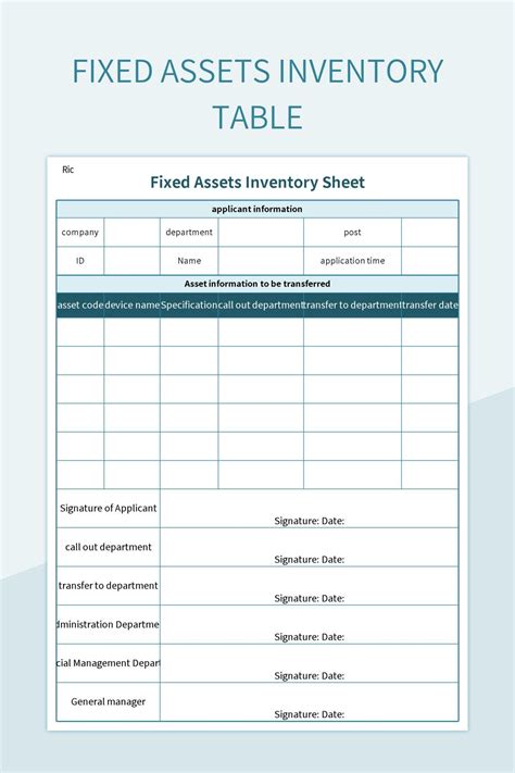 Fixed Assets Inventory Table Excel Template And Google Sheets File For Free Download Slidesdocs