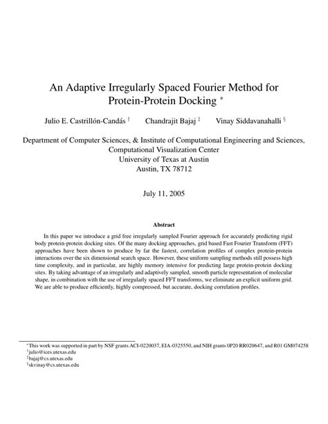 Pdf An Adaptive Irregularly Spaced Fourier Method For Protein Protein