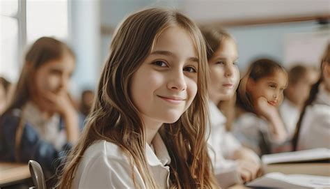 Premium Photo Schoolgirl Sitting In Classroom During Lesson In Elementary School High Quality