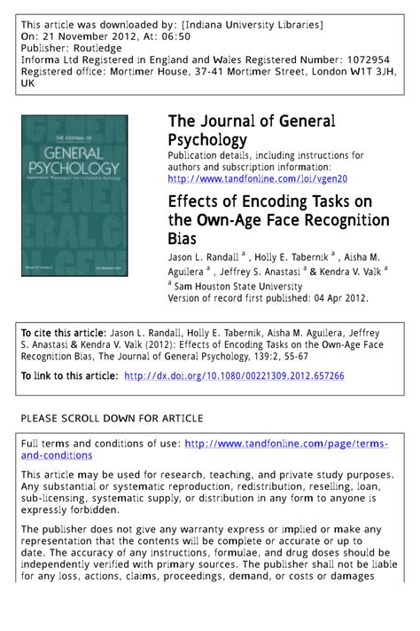 Pdf Effects Of Encoding Tasks On The Own Age Face Recognition Bias