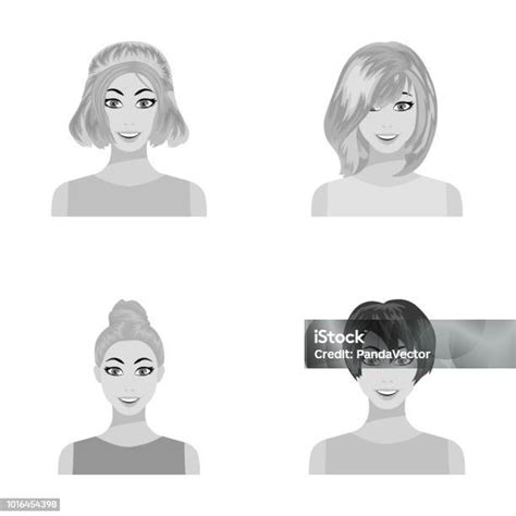 디자인에 대 한 설정된 컬렉션에 여성 헤어스타일 흑백 아이콘의 종류 여자 벡터 기호 재고 웹 일러스트 레이 션의 모습 로고에 대한 스톡 벡터 아트 및 기타 이미지 Istock
