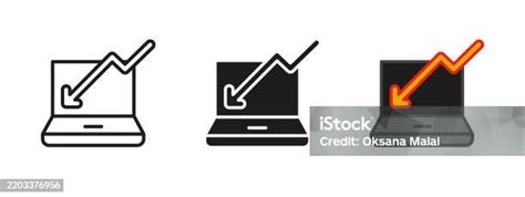 시장 붕괴 아이콘입니다 재정적 쇠퇴 기호입니다 경제 침체 벡터 그림입니다 주식 시장 손실 및 거래 실패 징후 투자 위험과 위기 픽토그램 0명에 대한 스톡 벡터 아트 및 기타