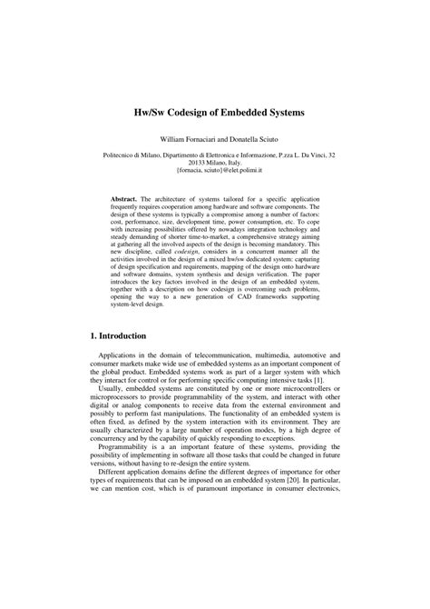 pdf hw sw co design of embedded systems