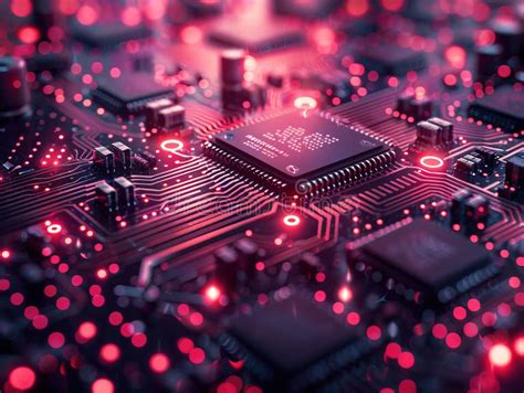 Semiconductor Industry Conception Hightech Computer Board With Chip