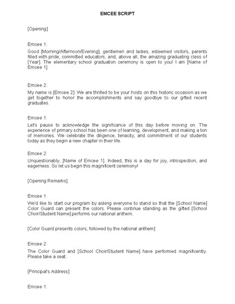 Emcee Script Graduation With Two Emcees Emcee Script Opening Emcee