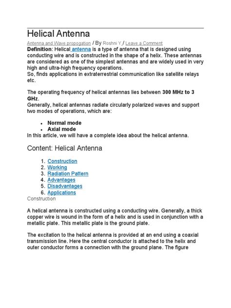 Helical Antenna Pdf Antenna Radio Physical Phenomena
