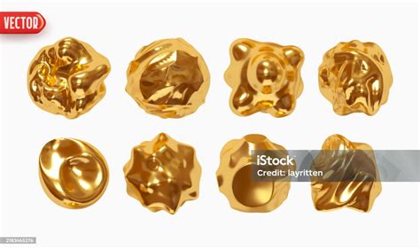 물체의 황금 메타볼 모양 세트 사실적인 3d 디자인 금 수집 운석 소행성 혜성 둥근 공 구형 요소 벡터 일러스트 레이 션 0명에 대한 스톡 벡터 아트 및 기타 이미지