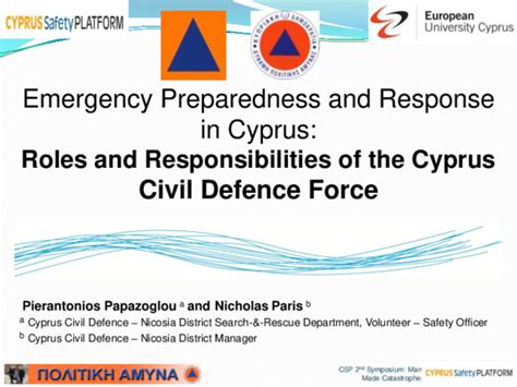 Ppt Emergency Preparedness And Response In Cyprus Roles And