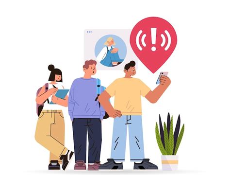 Premium Vector People Using Smartphone With Exclamation Alarm Caution Warning Notification