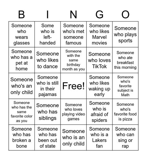 Human Bingo Card