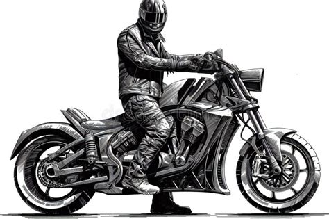 摩托车手画艺术 库存例证 插画 包括有 摩托车 自行车 现有量 道路 哈雷 引擎 轮子 查出 273509765
