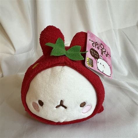 Molang Toys Nwt Molang Strawberry Cat Anime Kawaii Fruit Plush Stuffed Toy With Tag Htf