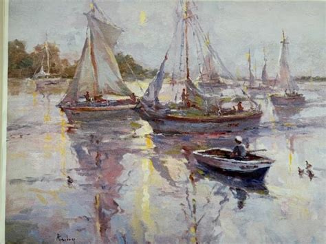 Claire Ruby Lowering Sails Hand Signed Framed Impressionist Art New Seascape Etsy