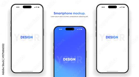 Realistic Smartphone Mockup Mobile Phone Vector With Isolated On White