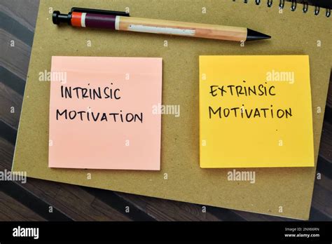 Concept Of Intrinsic Motivation Or Extrinsic Motivation Write On Sticky Notes Isolated On Wooden