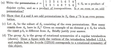 Solved 1 2 3 4 5 6 7 8 A Write The Permutation O E Sg As
