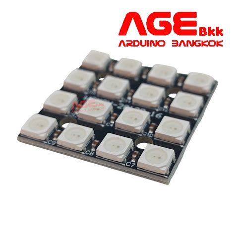 Neopixel Matrix แบบตาราง 4x4 16 ดวง Ws2812 5050 Rgb Led Agebkk จำหน่ายและนำเข้า Arduino Board