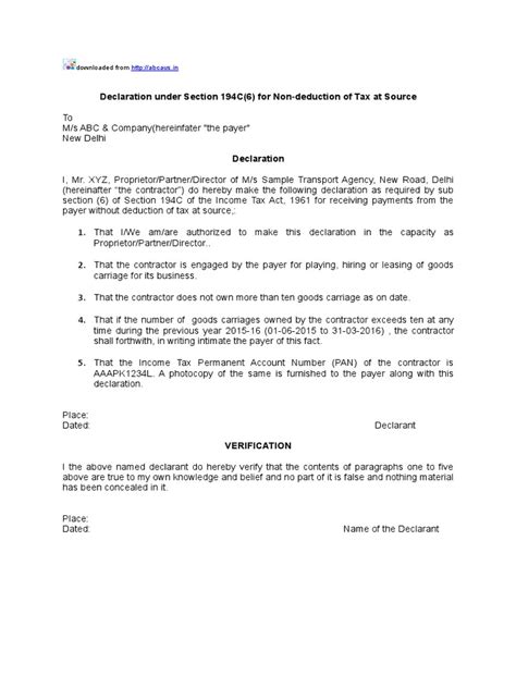 Declaration Us 194c Pdf