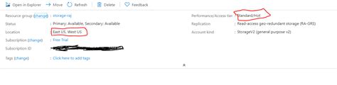 could not find api to get access tier and location from the storage