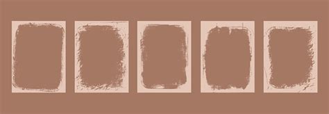 그런 지 공예 갈색 프레임 세트 템플릿 포스터와 배너를 위한 거친 가장자리가 있는 아크릴 페인트 테두리 레트로 에코 파스텔 질감 오버레이 직사각형 벡터 오래 된 회갈색 추상