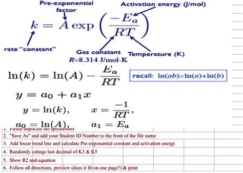 Pre Exponential Factor Activation Energy Jmol Ea Rt K Aexp Rateconstant