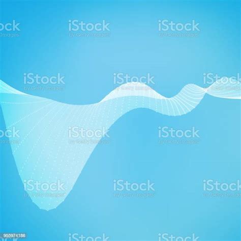 추상적인 벡터 웨이브 메쉬 배경입니다 포인트 클라우드 배열입니다 혼란 빛 파도입니다 기술 사이버 공간 배경입니다 사이버 파도입니다 3차원 형태에 대한 스톡 벡터 아트 및