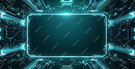 Hud With Abstract Modern Technology Control Panel In Blue Premium Ai