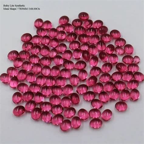 Red 168cts Synthetic Ruby Lite Mani Shape Gemstone At ₹ 60 Carat In Jaipur