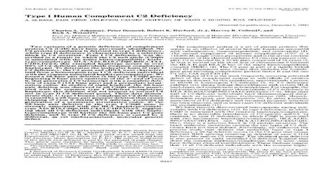 Pdf Type I Human Complement C2 Deficiency The … · Type I Human Complement C2 Deficiency